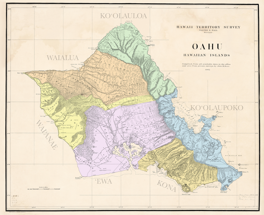 Ahupuaa Map Oahu- Vinyl Print – Kaulana Mahina
